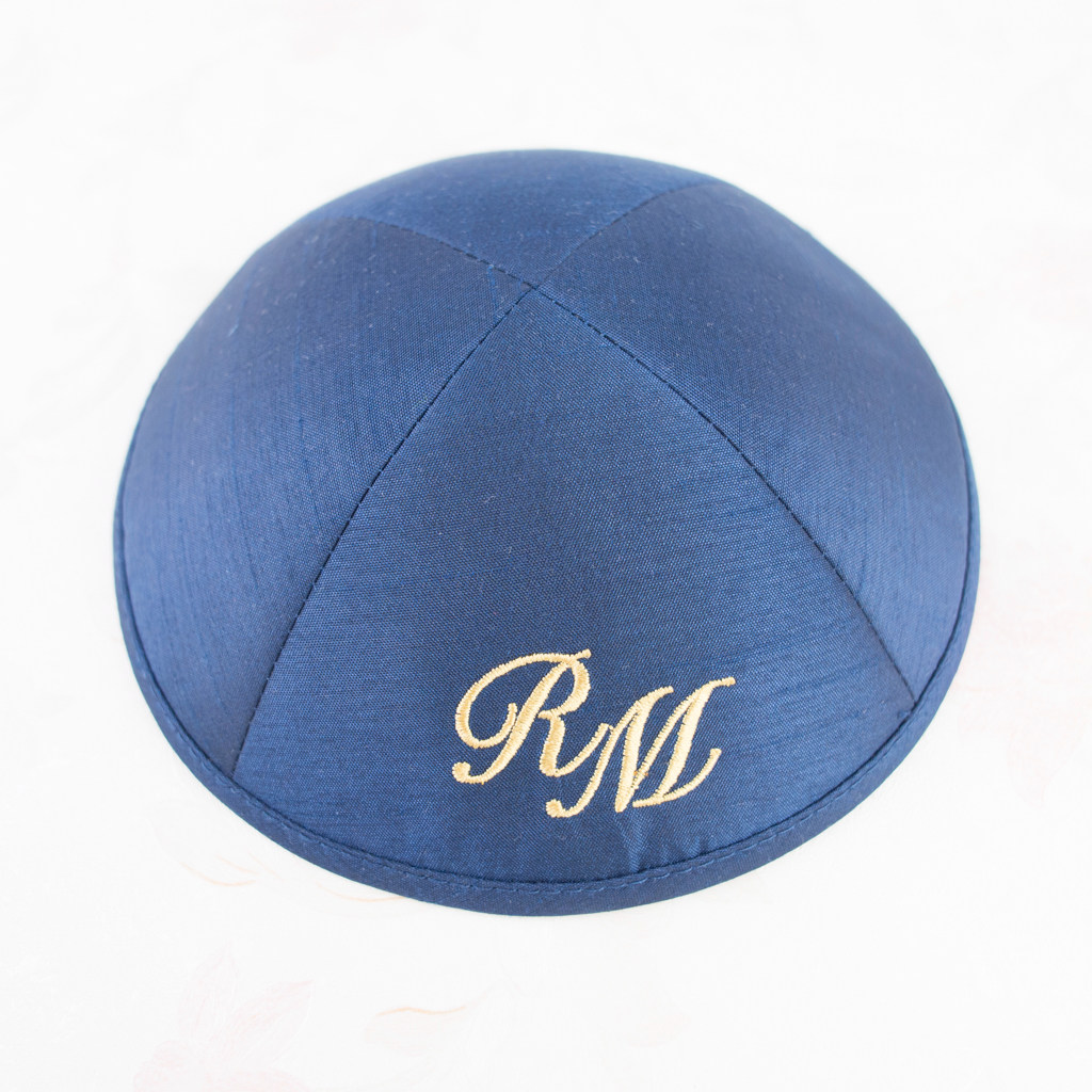 Silk Kippot, Kippah, Yarmulkes Customize Own Navy - Kippot Pro