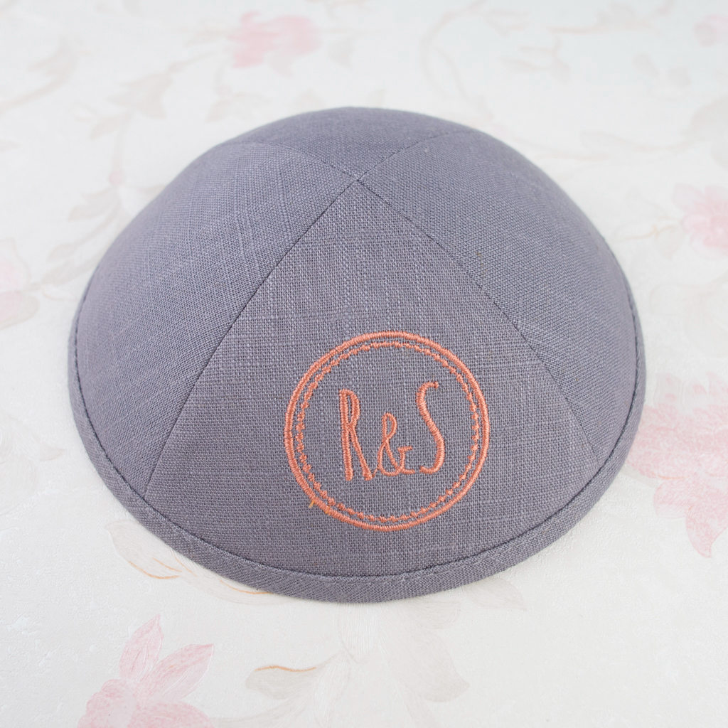 Linen Kippot, Kippah, Yarmulkes Medium Grey - Kippot Pro