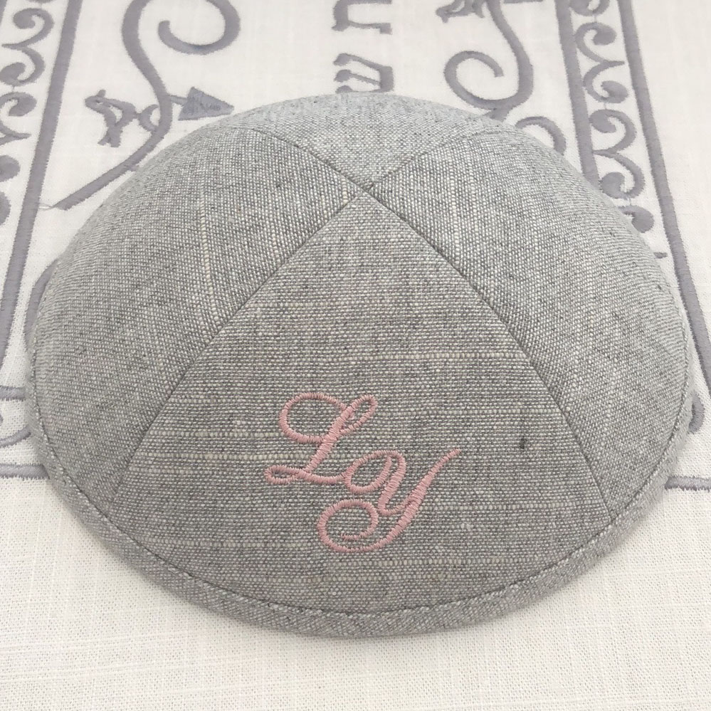 Linen Kippot, Kippah, Yarmulkes Light Grey - Kippot Pro