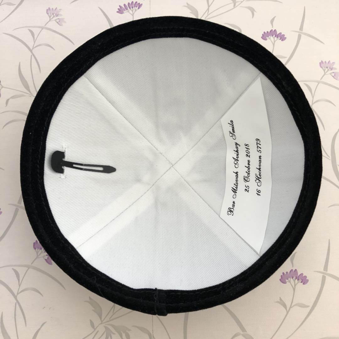 Black Velvet Customized Embroidery Wedding Kippah Yarmulka Kippot ...