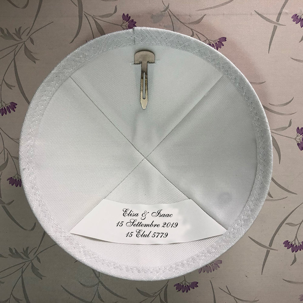 white linen fabric customized wedding kippah kippot - Kippot Pro